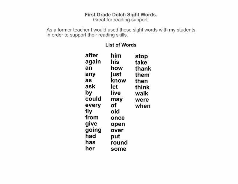 1st Grade Dolch Sight Word Flashcards - Digital Download - Printable ...