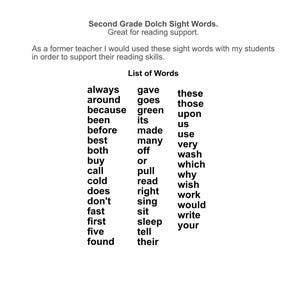 2nd Grade Dolch Sight Word Flashcards - Digital Download - Printable ...