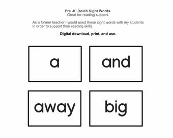 2nd Grade Dolch Sight Word Flashcards - Digital Download - Printable ...