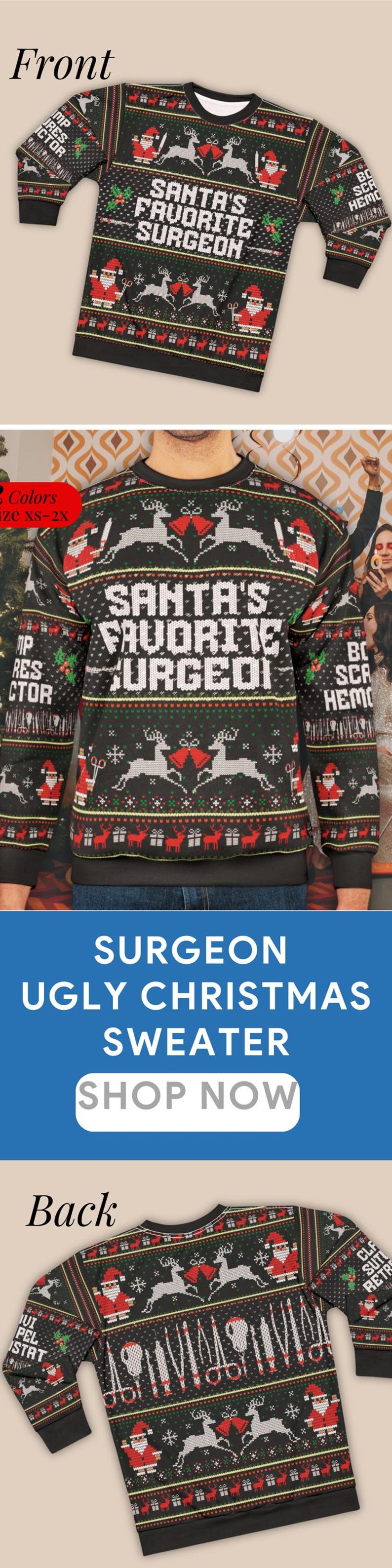 Ugly Christmas Sweater for Surgeon Surgical Life Shirt Surgery Gift for ...