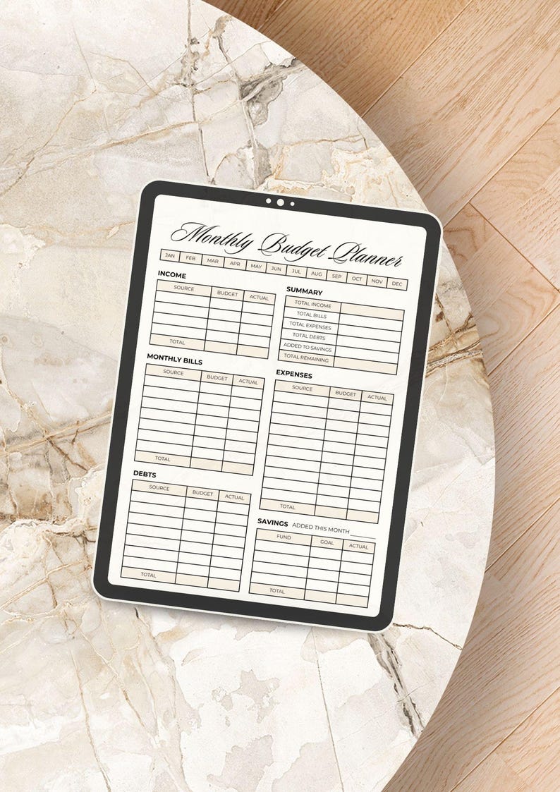 Minimalist Monthly Budget Planner: Printable Finance Tracker (PDF ...
