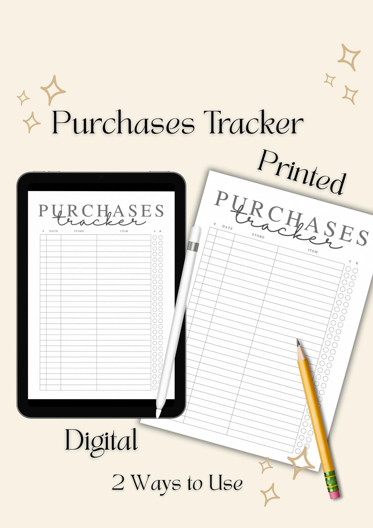 Purchase Tracker Printable: Expense & Order Log (a5/a4/letter Sizes ...