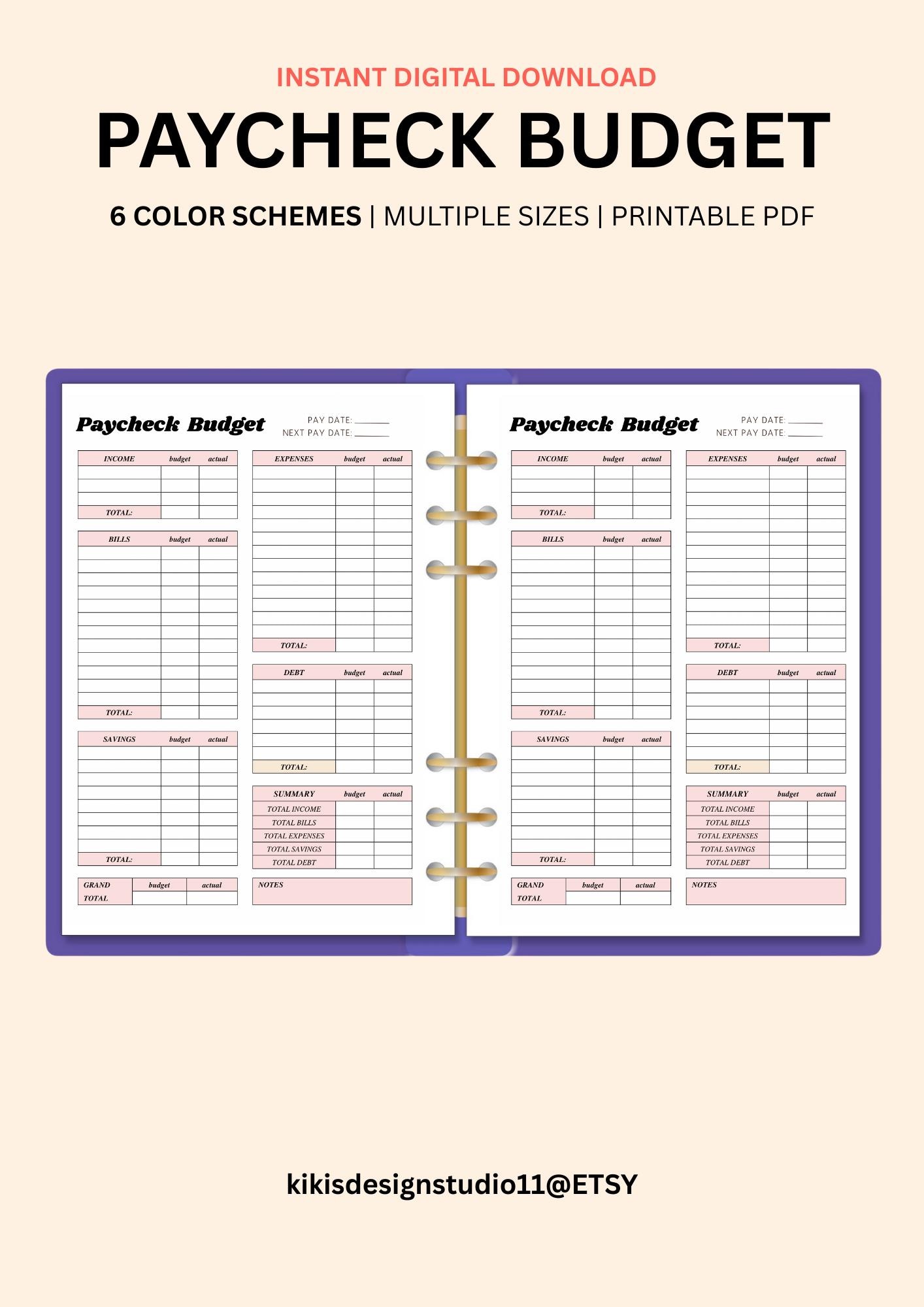 Paycheck Budget Template Printable: Financial Planner (A4, A5, Letter ...