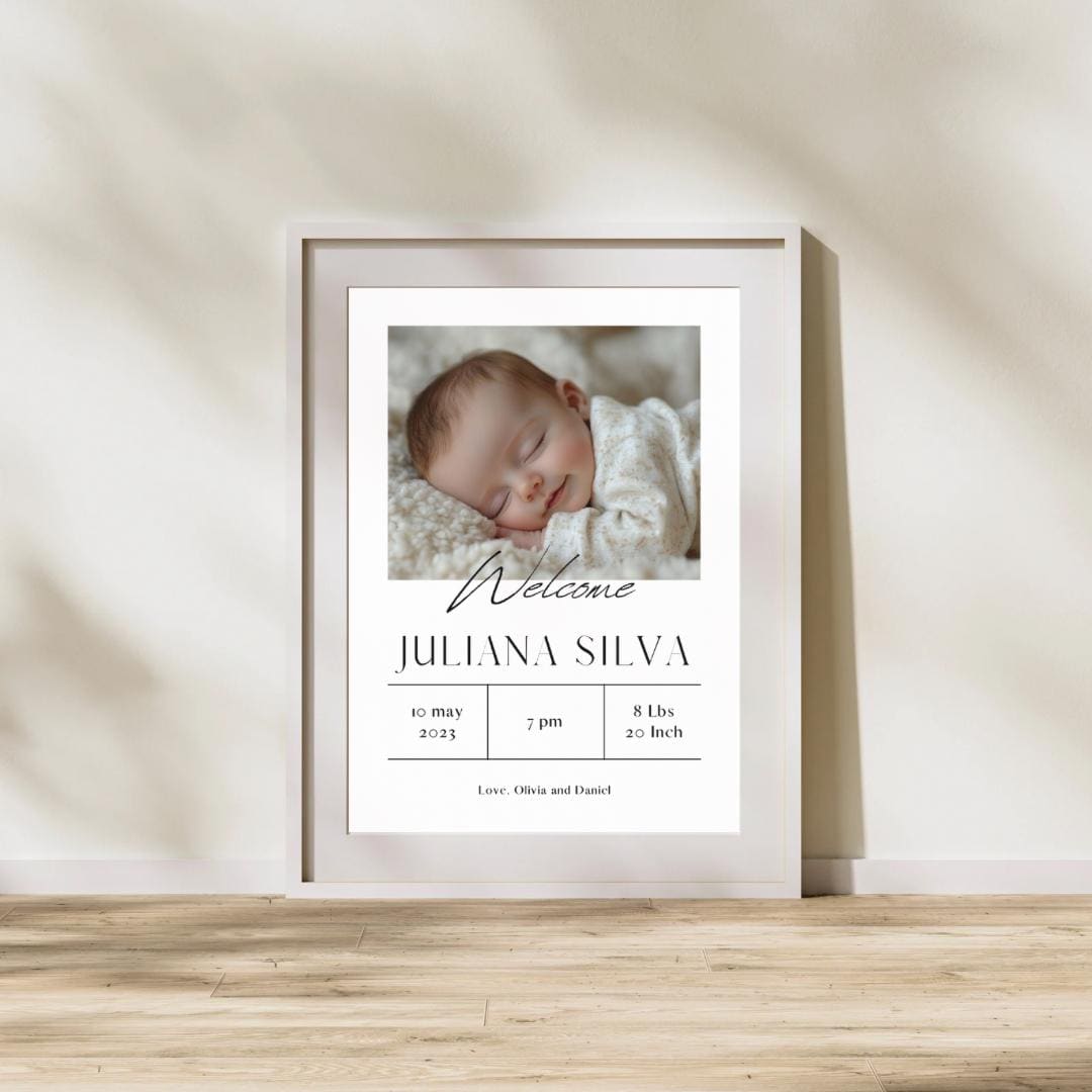Birth Announcement Newborn Baby Template Simple Minimalistic - Etsy