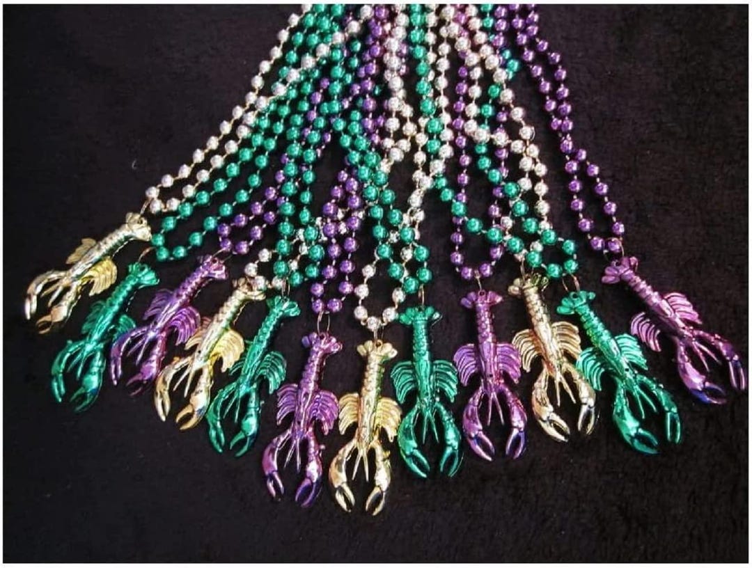 12 (1 Dozen) EASTER Crawfish Lobster Metallic Purple, Green Gold Beads ...