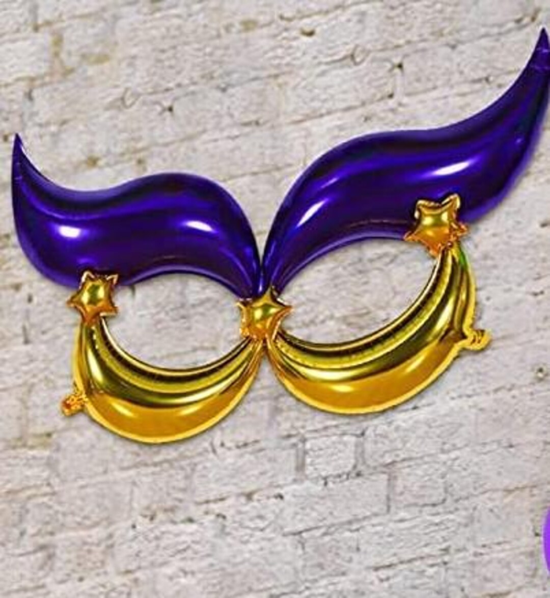 Mardi Gras Mylar Mask Balloon Plus 6 Purple Green and Gold Balloons ...