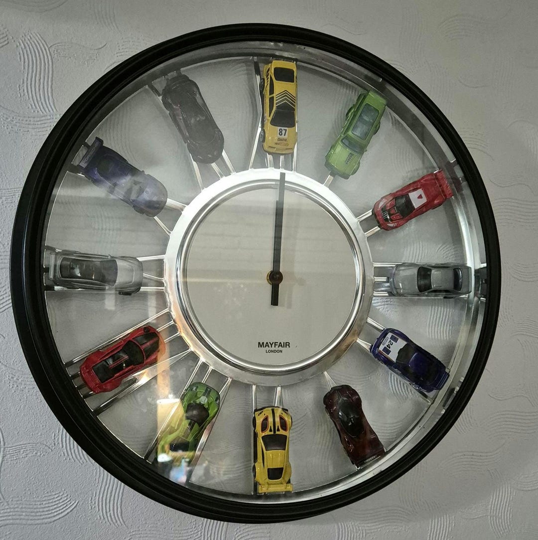 Large Car Wall Clock Homemade Hot Wheels Hyper Cars and Sport's Cars ...