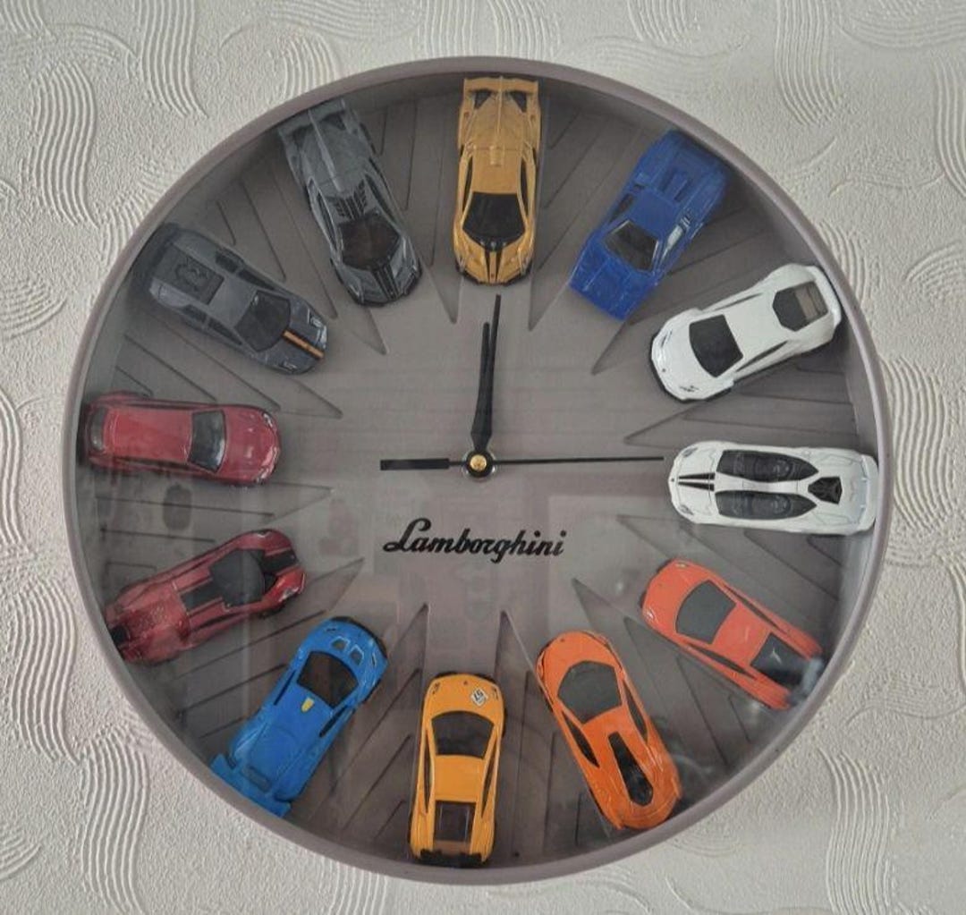 Homemade Hot Wheel's Lamborghini Cars Wall Clock Grey . - Etsy UK