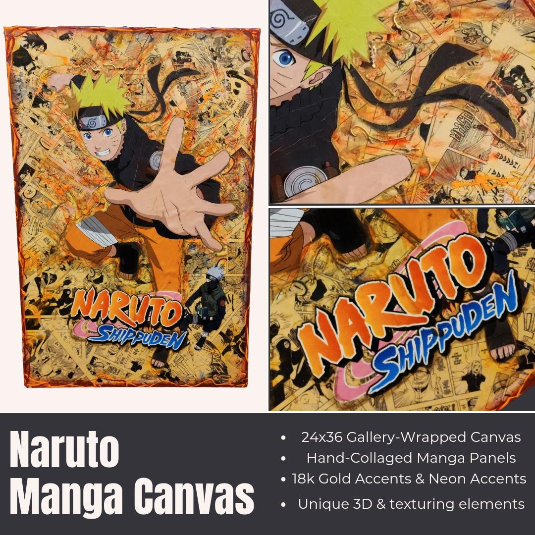 Naruto Shippuden Manga Mixed Media Collage Unique Anime Canvas Art 3D ...
