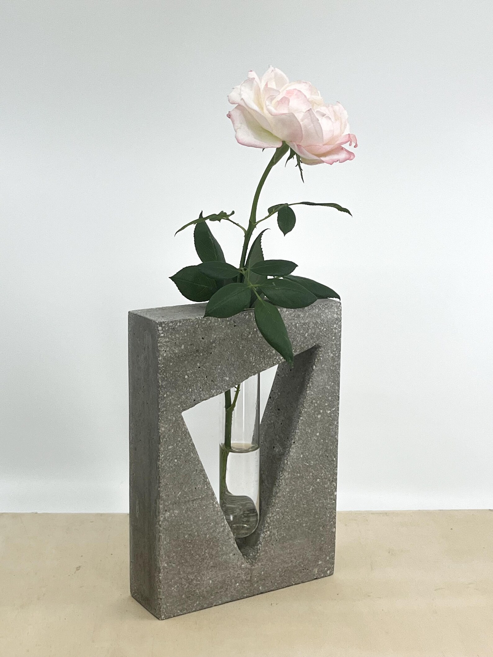 Two Concrete Vases With Transparent Glass Inner Vase - Etsy
