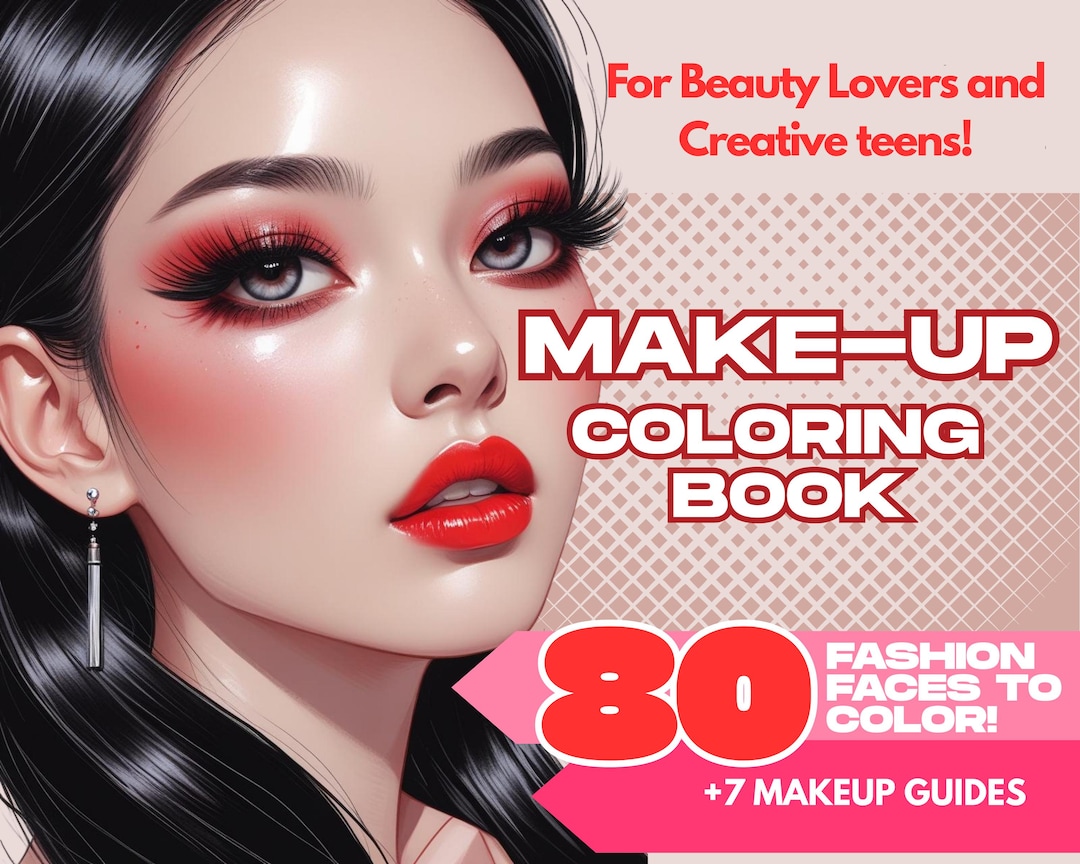 Makeup Coloring Book | 80 Fashion Faces + 7 Makeup Guides | Printable ...