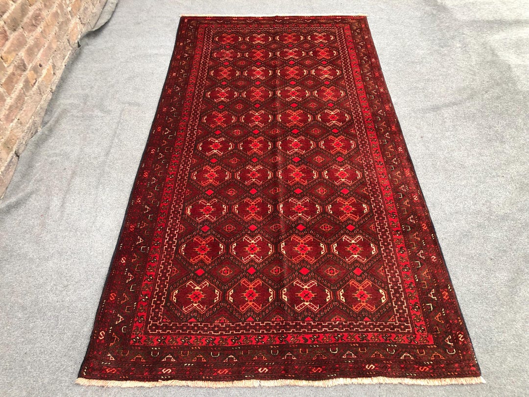 4x8 Ft Antique Handmade Rug / Turkmani Pil Phia Rug / Old Vintage Rug ...