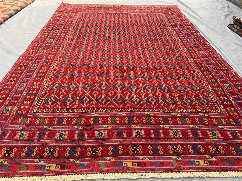 6'4 X 9'4 Ft Vintage Afghan Baluchi Mishwani Rug Handcrafted Tribal ...