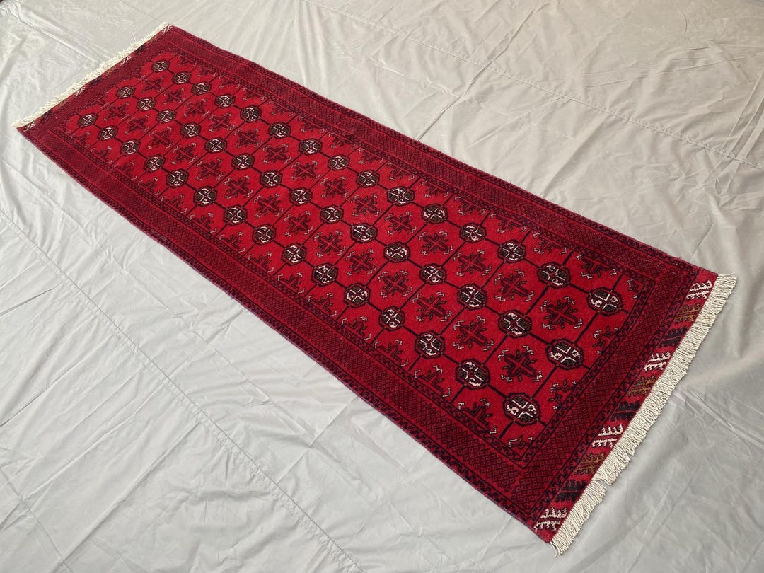 Vintage Afghan Baluch Wool Runner Rug 2'7" X 7'9" | Tribal Mowri ...