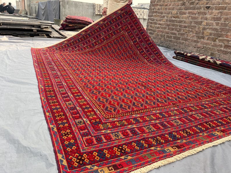 6'4 X 9'4 Ft Vintage Afghan Baluchi Mishwani Rug Handcrafted Tribal ...