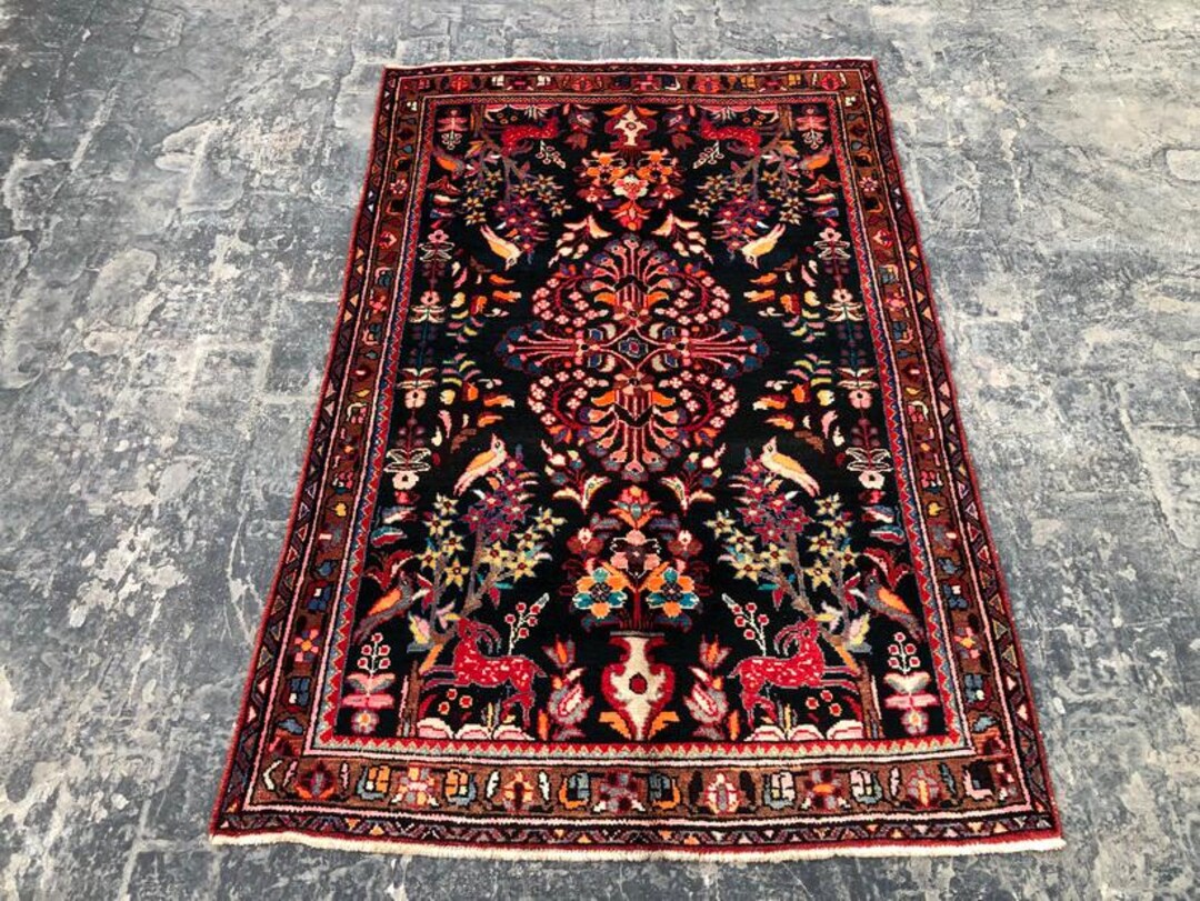 4x6 Afghan Caucasian Style Pictorial Rug, Hand-knotted Nomadic Art Rug ...