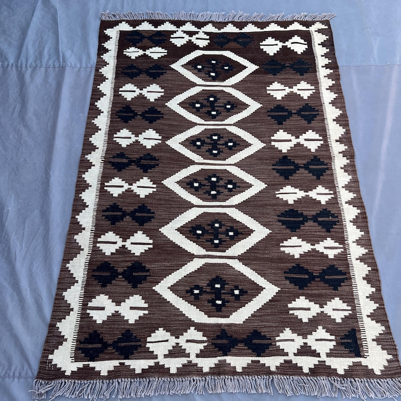 Vintage Kilim Brown Rug - Etsy