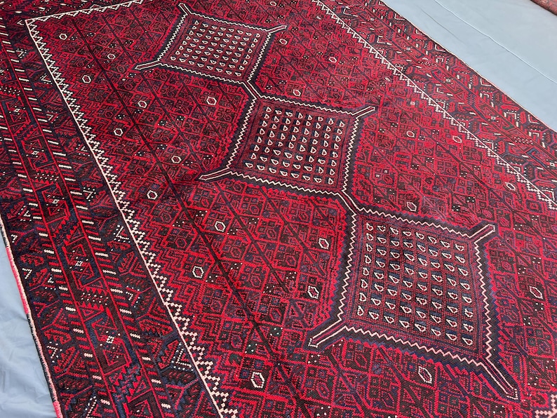 7'1 X 9'11 Ft Antique 1910s Turkish Caucasian Large Area Rug Red ...
