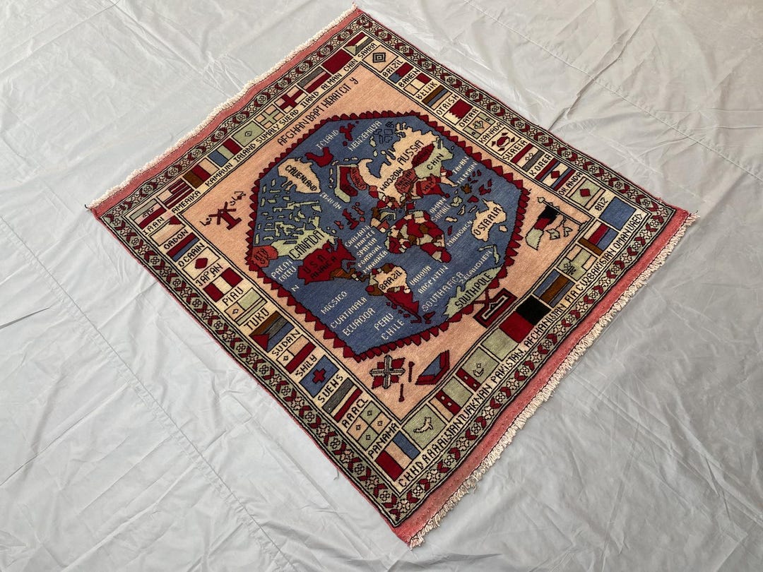 4x4 Ft Afghan Baluch Pictorial Rug Tribal Wool Handmade Wall Hanging ...