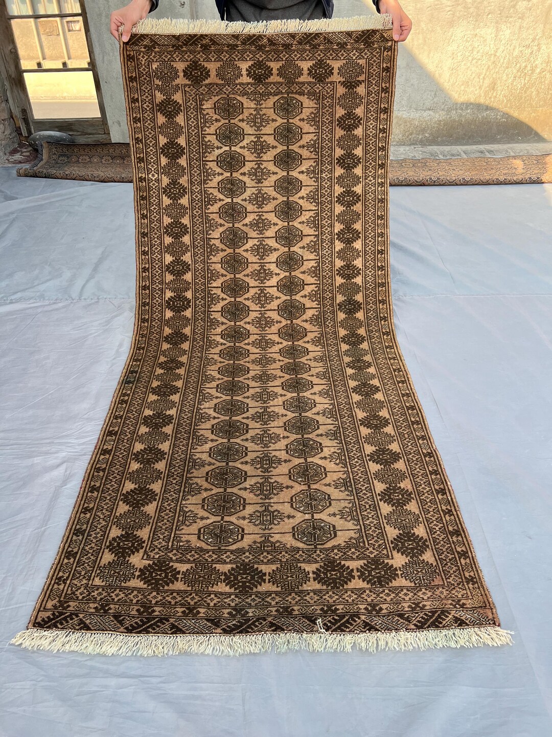2'10x6'2 Ft Antique Turkmen Runner Rug Baluch Mowri Design Handmade ...