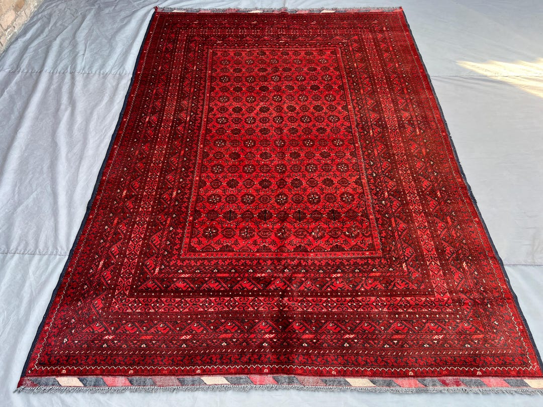 7x10 Antique Turkmen Bashiri Rug | Afghan Hand Knotted Wool Carpet ...