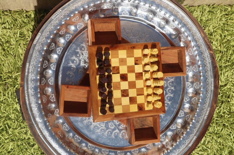 Handmade Thuya Wood Chess Board Game – Moroccan Wooden Chess Set With ...
