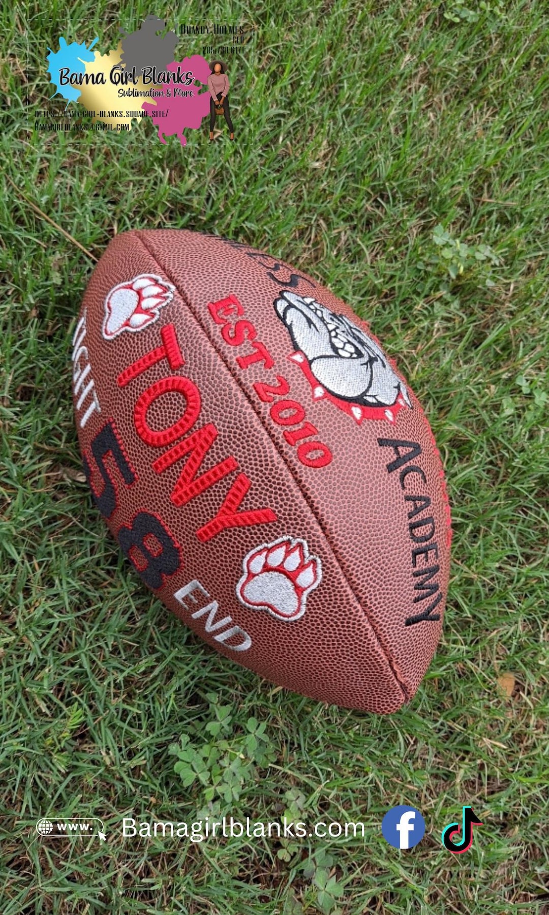 Custom Embroidered Football, Senior Night Football, Team Display Ball ...