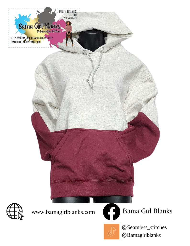 Blank Custom Horizontal Two Toned, Split Color, Hoodie, Dual Colored ...