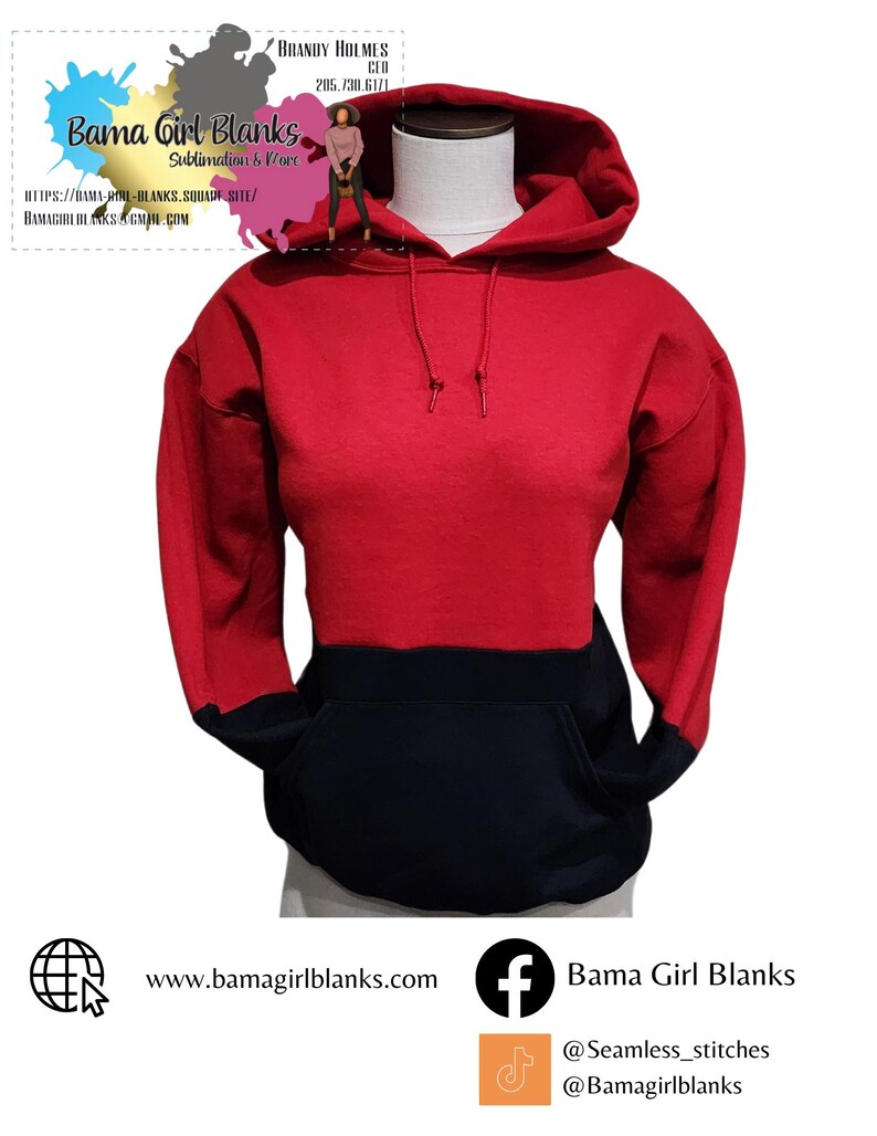 Blank Custom Horizontal Two Toned, Split Color, Hoodie, Dual Colored ...