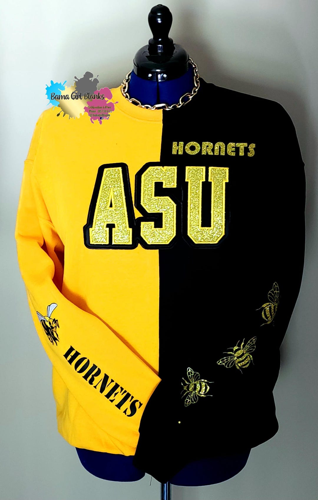 Two Tone Custom Embroidered Crewneck Sweatshirt ASU Hornets - Etsy
