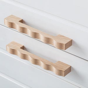 Wavy Wooden Furniture Handle Modern Drawer Pulls for Cabinets and Doors ...