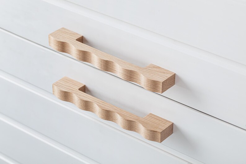 Wavy Wooden Furniture Handle Modern Drawer Pulls for Cabinets and Doors ...
