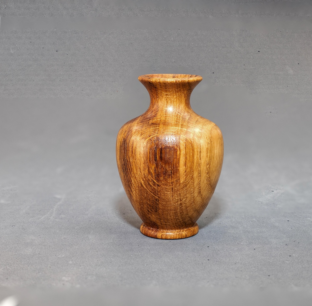 Handcrafted Wooden Vase of Oak for Dried Flowers and Grasses — Natural ...