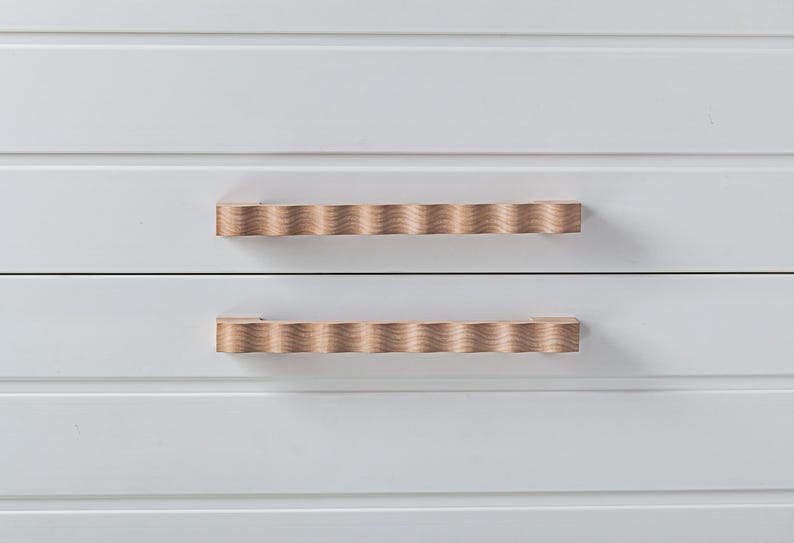 Wavy Wooden Furniture Handle Modern Drawer Pulls for Cabinets and Doors ...