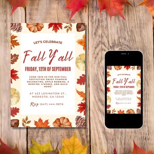 Fall Y'all Party Invitation, Backyard Fall Party, Neighborhood Fall ...