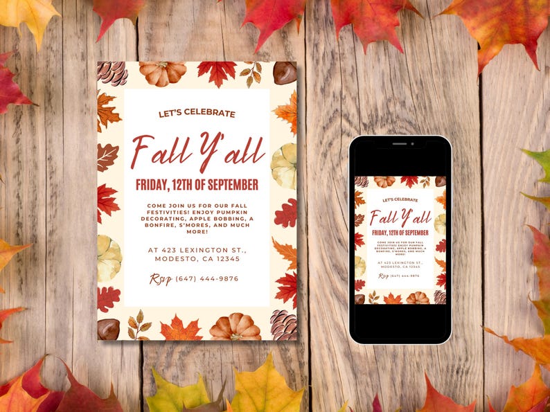 Fall Y'all Party Invitation, Backyard Fall Party, Neighborhood Fall ...