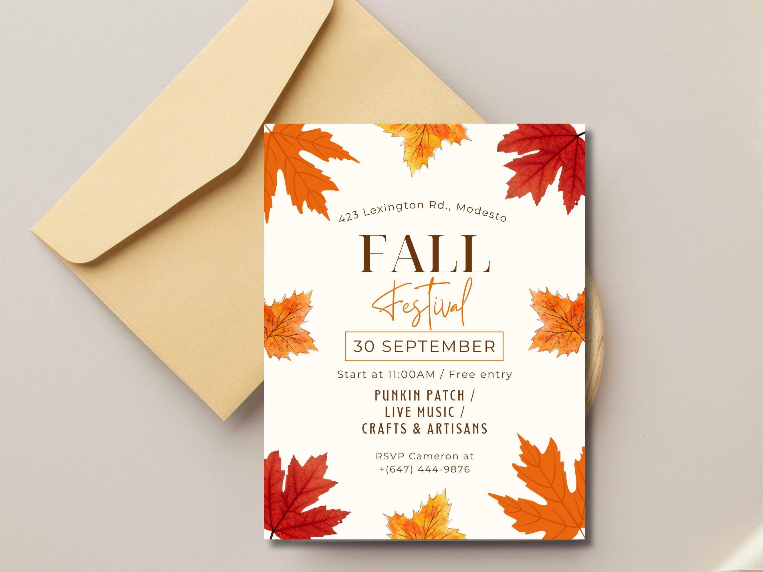Fall Festival Invitation, Fall Church Community Celebration, Fall ...