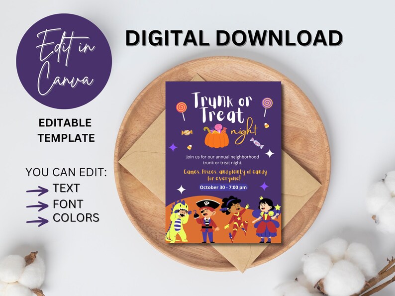 Trunk or Treat Invitation, Trunk or Treat Flyer, Halloween Block Party ...