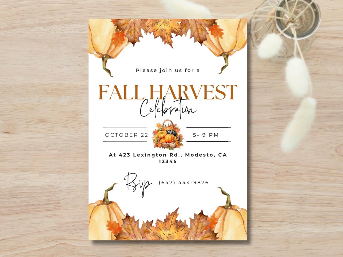 Fall Harvest Celebration Invitation, Fall Party Invitation, Fall Fest ...