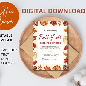 Fall Y'all Party Invitation, Editable Template (digital Download) - Etsy