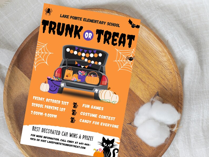 Trunk or Treat Invitation, Trunk or Treat Flyer, Halloween Block Party ...