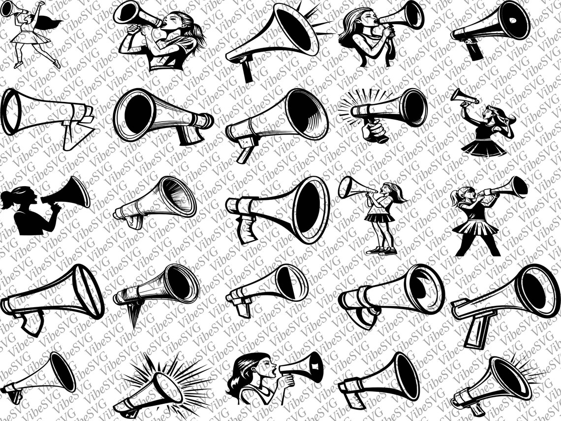 Cheerleader Megaphone SVG | Cheer SVG | Cheerleading Cut File ...