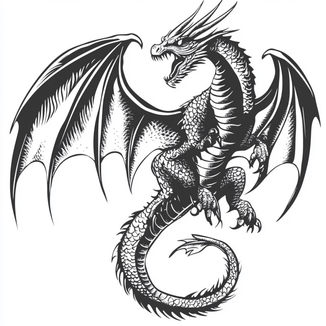 Dragon SVG - Intricate Fantasy Dragon Cut File for Cricut and ...