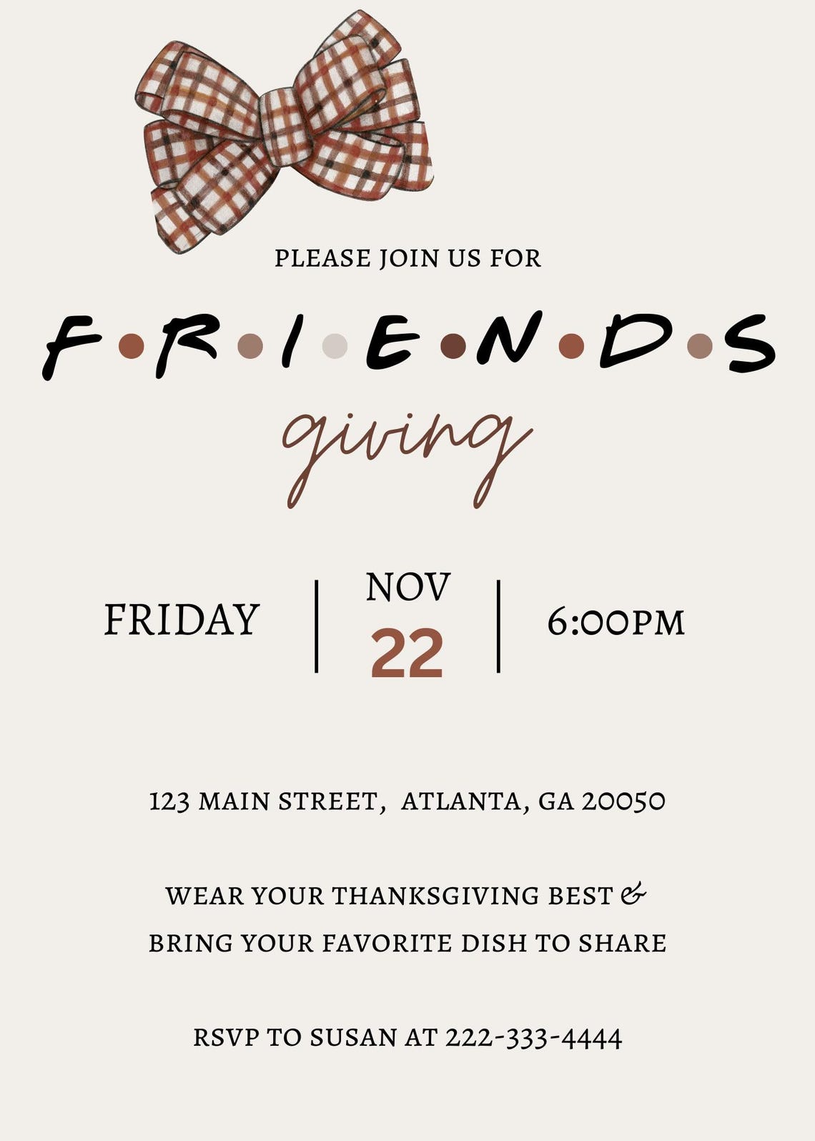 Friendsgiving Invitation, Thanksgiving Invitation, Editable ...