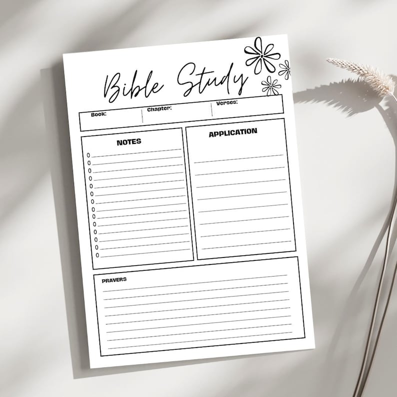 Bible Study Notes Template, Digital Bible Study Notes Template ...