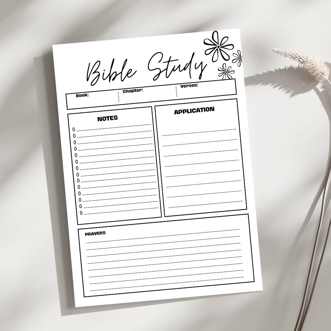 Bible Study Notes Template, Digital Bible Study Notes Template ...