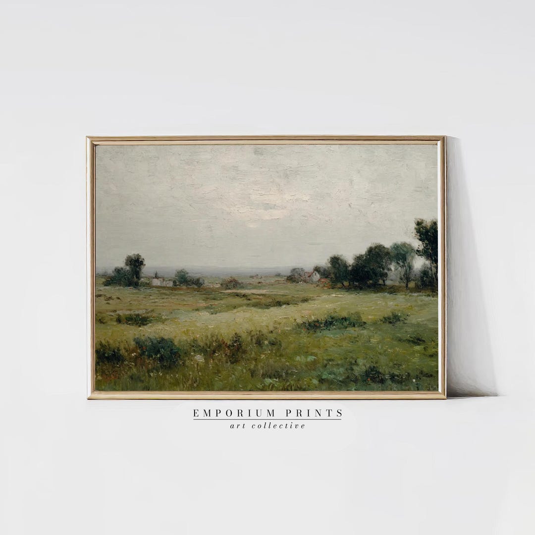 Green Pasture Landscape Print | PRINTABLE Peaceful Field Wall Art ...