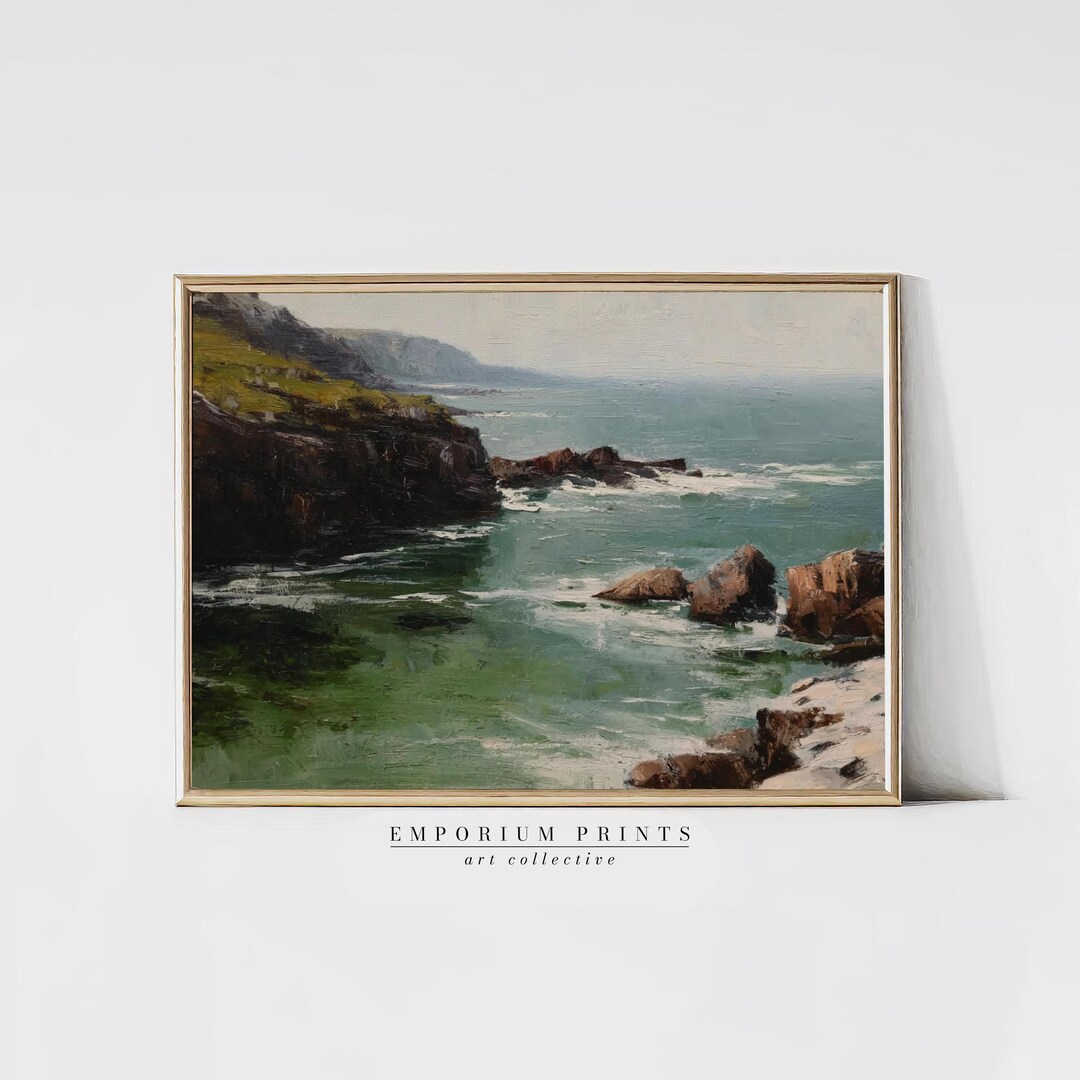 Rocky Coastal Cliff Print | PRINTABLE Ocean Landscape Wall Art ...