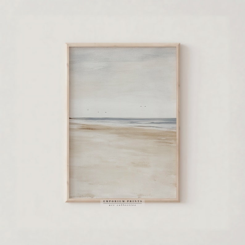 Minimalist Coastal Beach Digital Print | Neutral Beige and White Wall ...