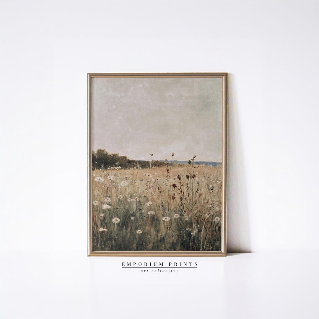 Wildflower Meadow Print: Soft Vintage Field Landscape (digital Download ...